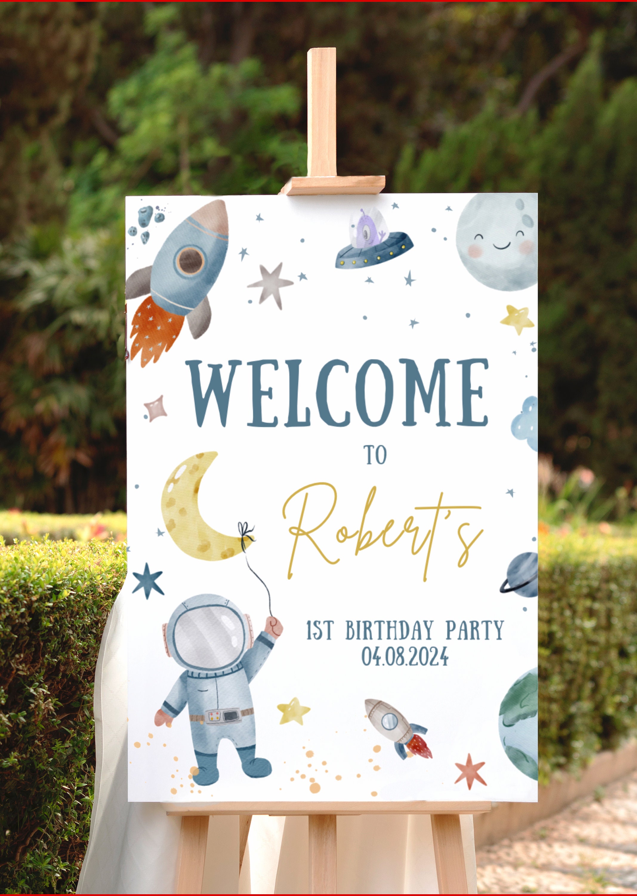 First Birthday Welcome Sign Template Editable 1st Birthday Space ...