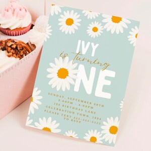 Editable Daisy Birthday Party Invitation Boho Daisy Wild One 1st ...