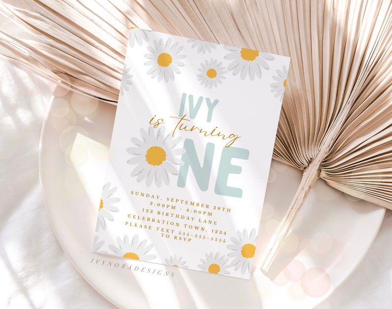 First Birthday Party Invitation Boho Daisy Wild One 1st Birthday Party ...