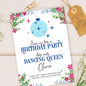 Dancing Queen Birthday Party Invitation Editable Download - Etsy UK