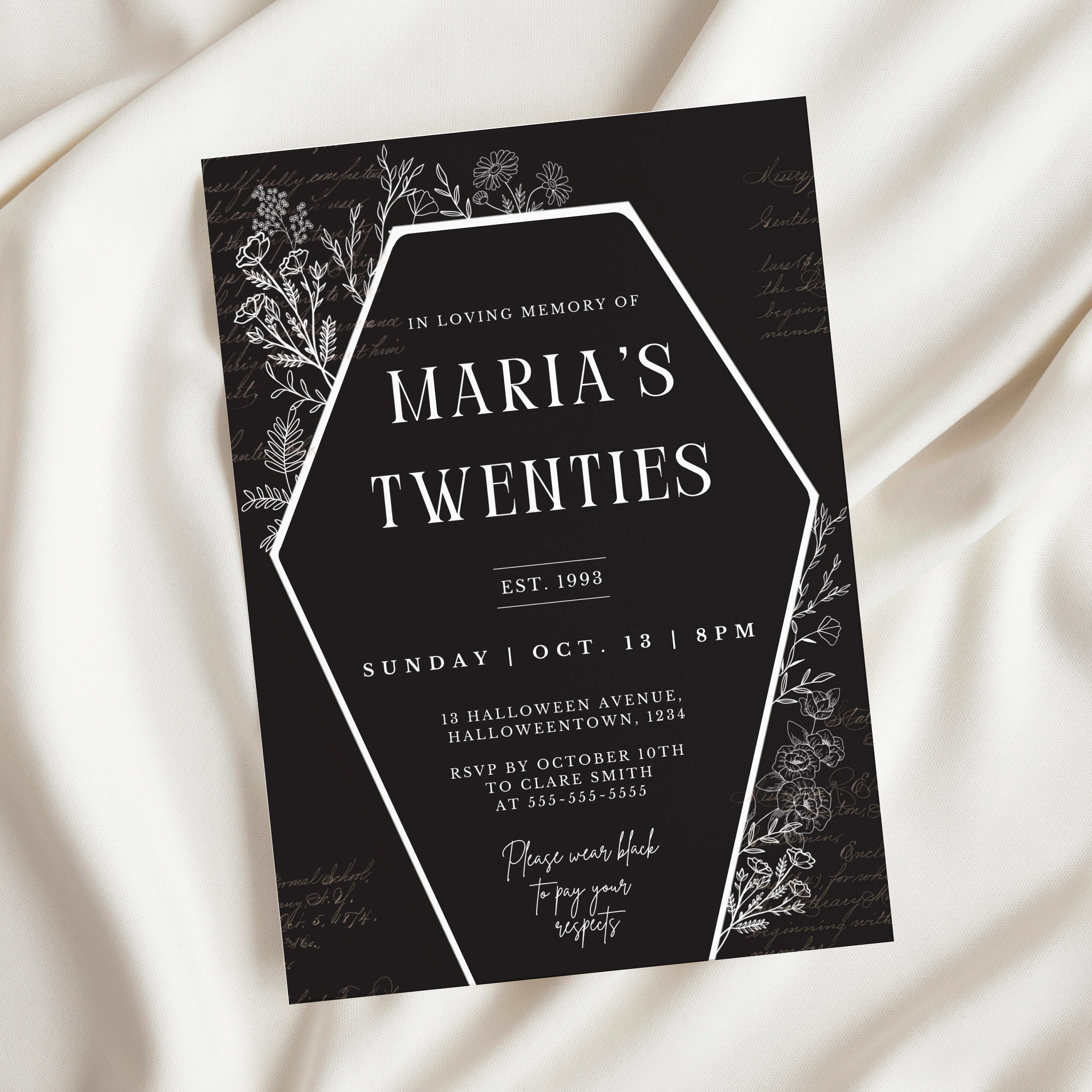 Death to My 20s Birthday Invitation Template Funeral to My Youth 30th ...