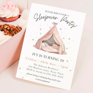 Minimalist Sleepover Birthday Invitation Slumber Party Invite Girl ...