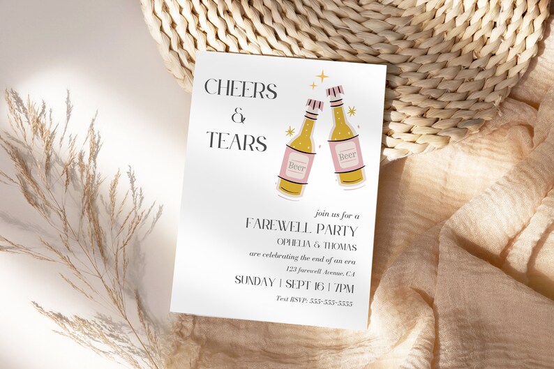 Beer Going Away Party Invitation Editable Template Modern Farewell ...