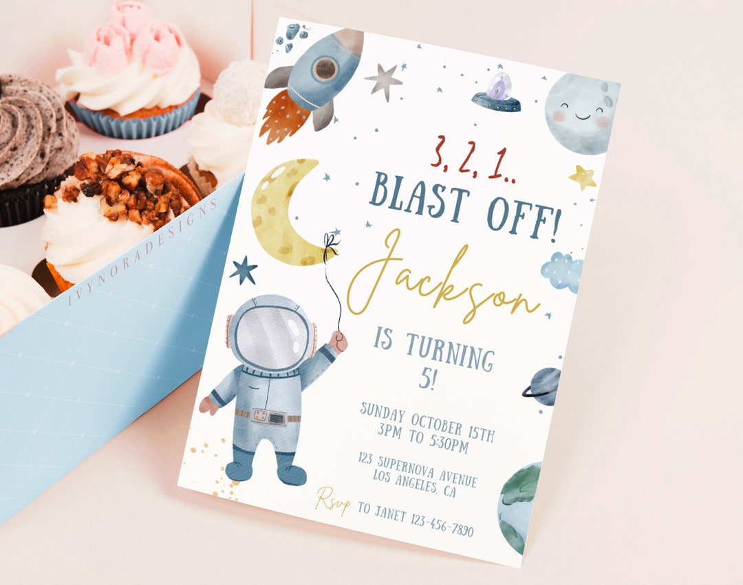 Space Themed Birthday Party Invitation Template Any Age Birthday Party ...