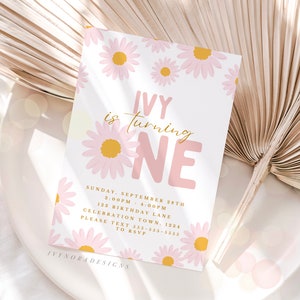 Daisy 1st Birthday Party Invitation Boho Daisy Wild One 1st Birthday ...