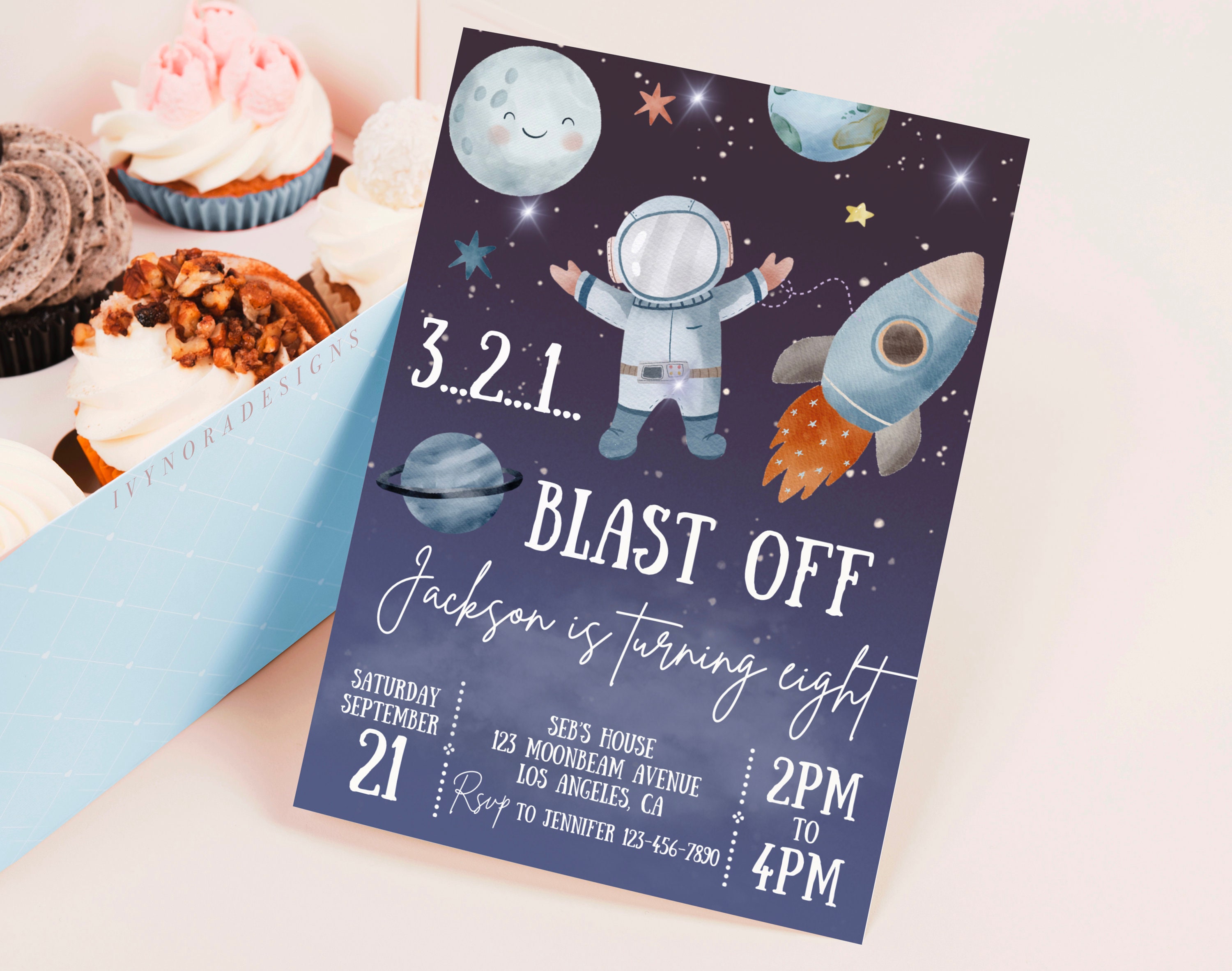 Blast off Birthday Invitation Template Rocket Ship Space Birthday Party Evite Astronaut ...
