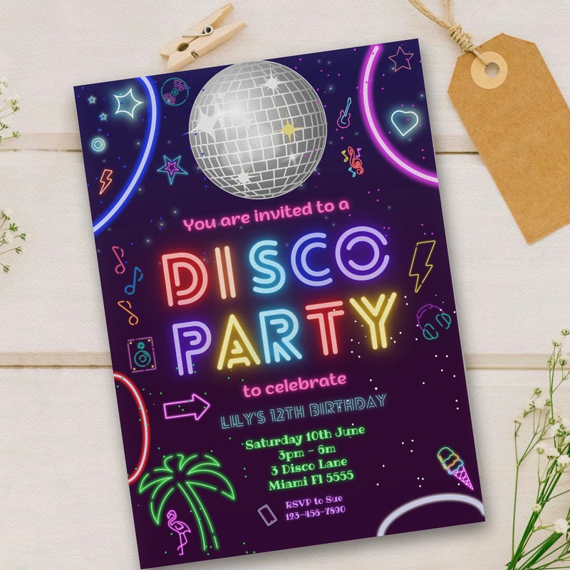 Disco Invitation - Etsy