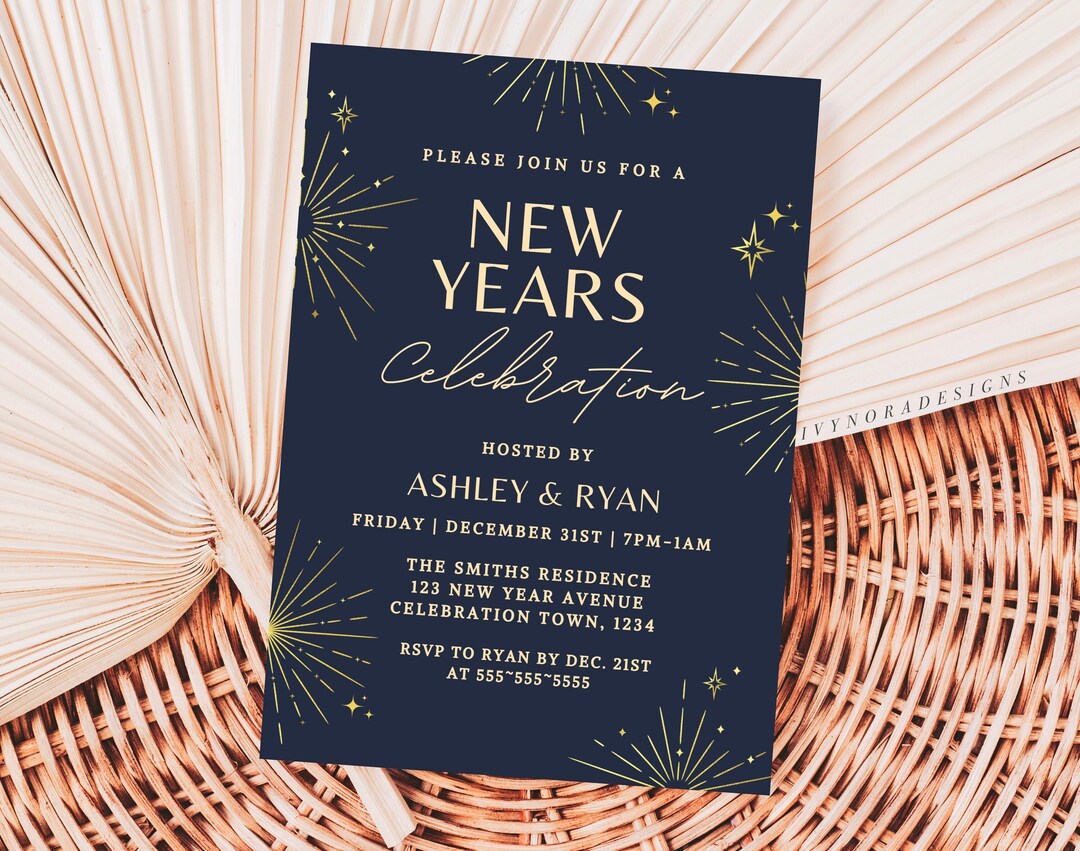 Celestial New Year's Invitation Template New Years 2024 Party Invite ...