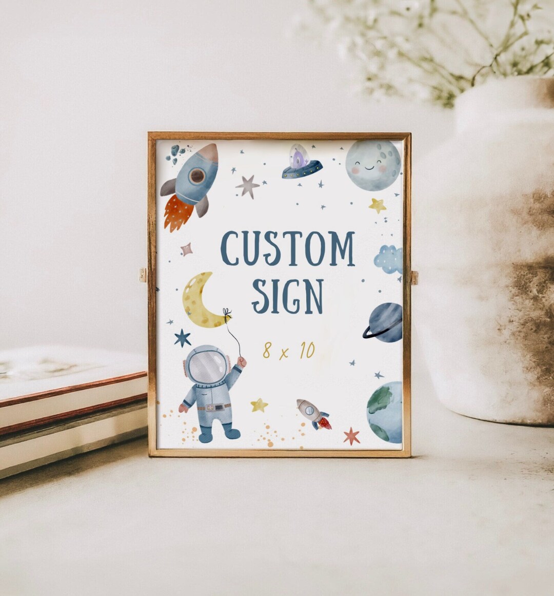 Space Themed Custom Birthday Sign Template Editable Space Birthday ...