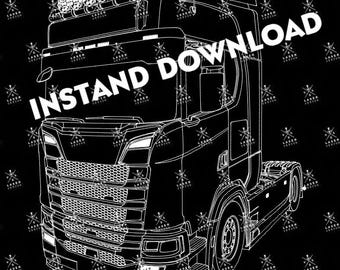 SCANIA R1000 TRUCK Drawing Engrave File - Etsy