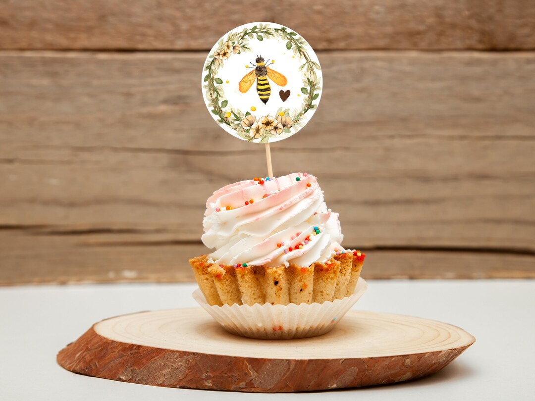 So Sweet to Bee One Birthday Cupcake Toppers Favors Tags Girl Honeybee ...