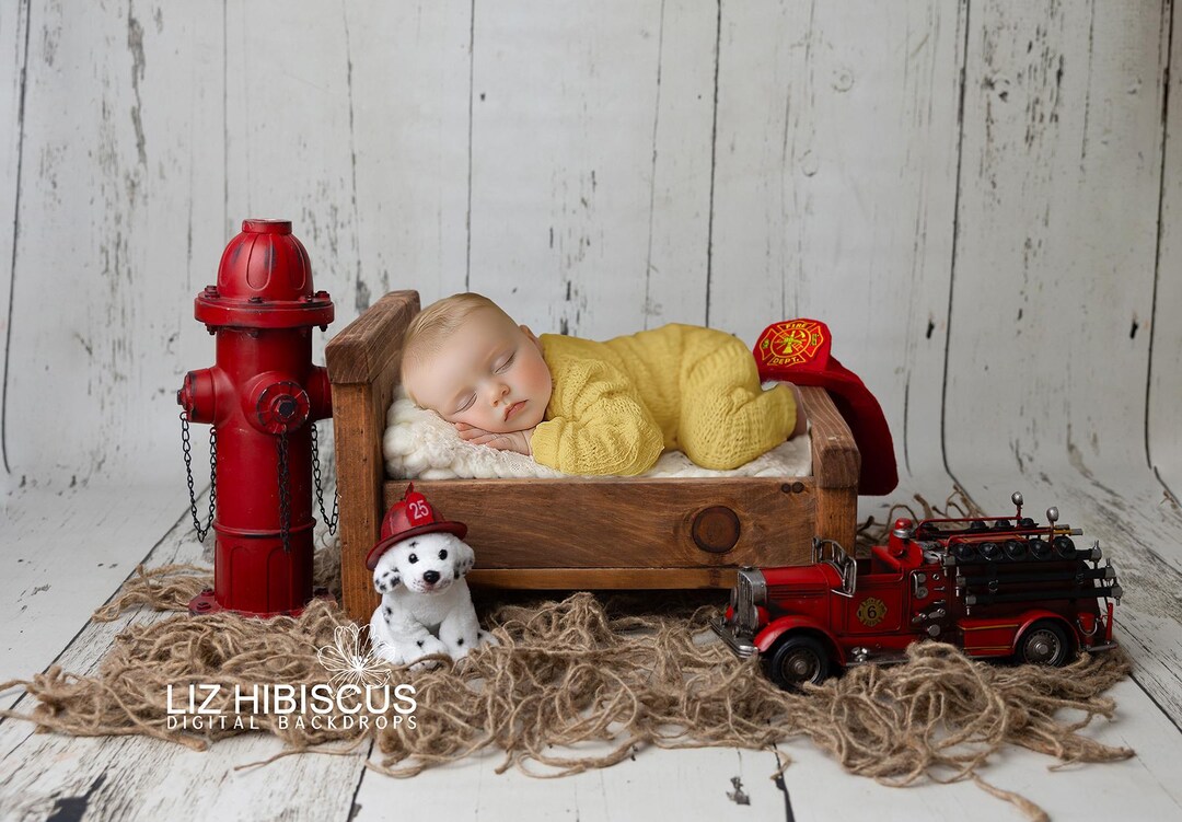 Fire Truck, Fire Fighter, First Responder Newborn Digital Backdrop ...