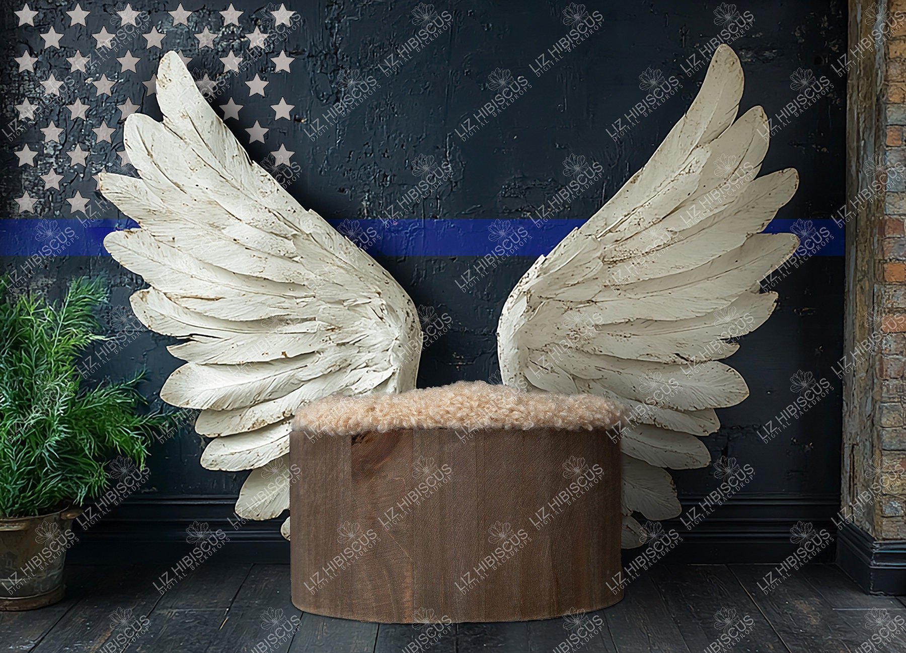 Police, Angel Wings, Thin Blue Line, Newborn Digital Backdrop, Newborn ...