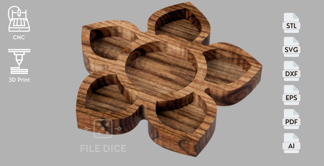 Flower Tray - Files for CNC or 3D Printer (svg, Dxf, Eps, Pdf, Ai, STL ...