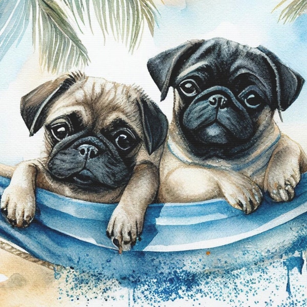 Pug Watercolor - Etsy