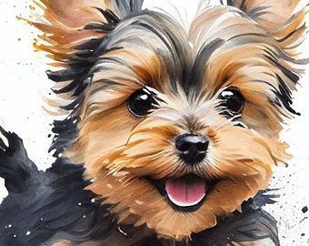Adorable Yorkie Art Digital Download Yorkshire Terrier Drawing - Etsy