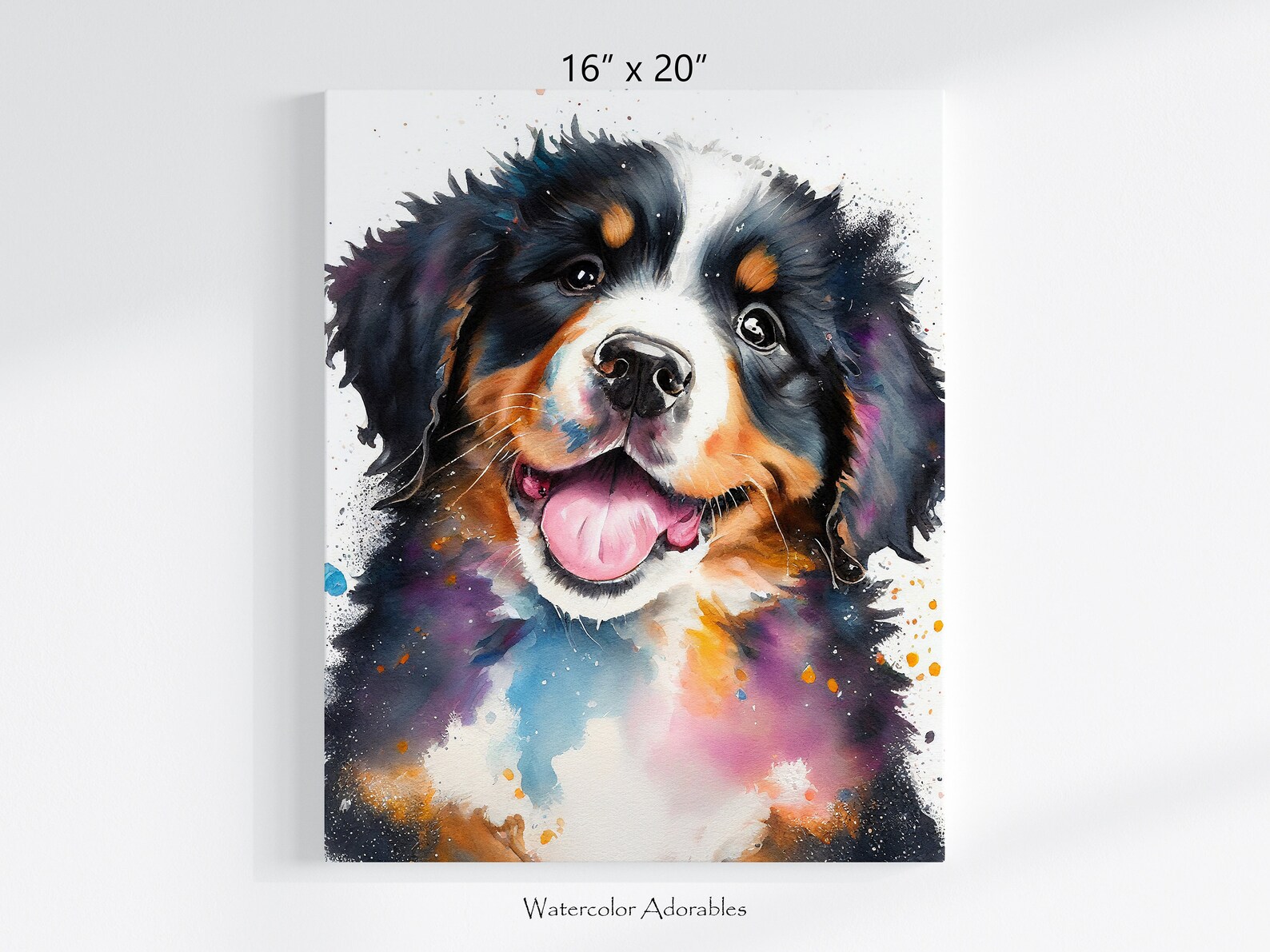 Bernese Mountain Dog Watercolor Canvas Print Bernese Dog Gift Bernese ...