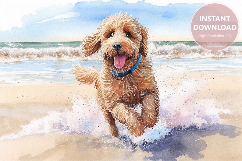 Labradoodle Watercolor Adorable Printable Wall Art - Etsy
