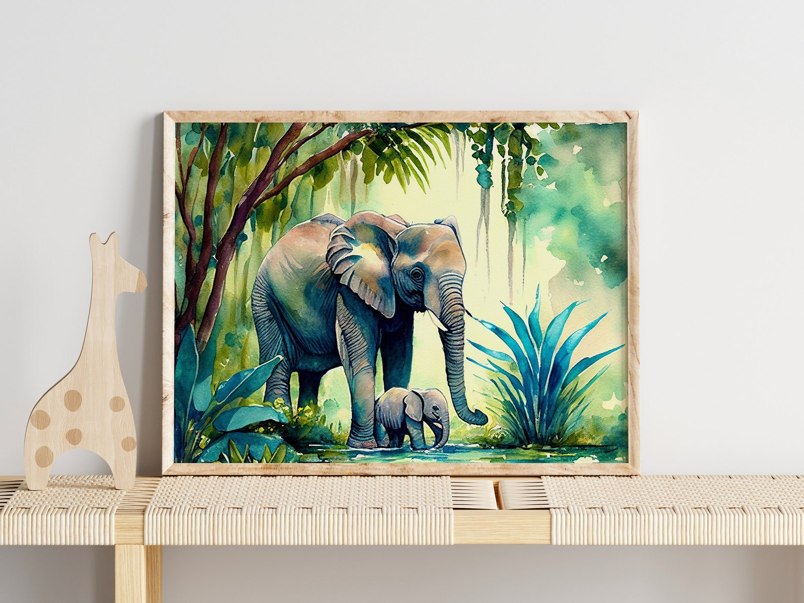 Mother and Baby Elephant Watercolor | Nursery Decor | Adorable ...