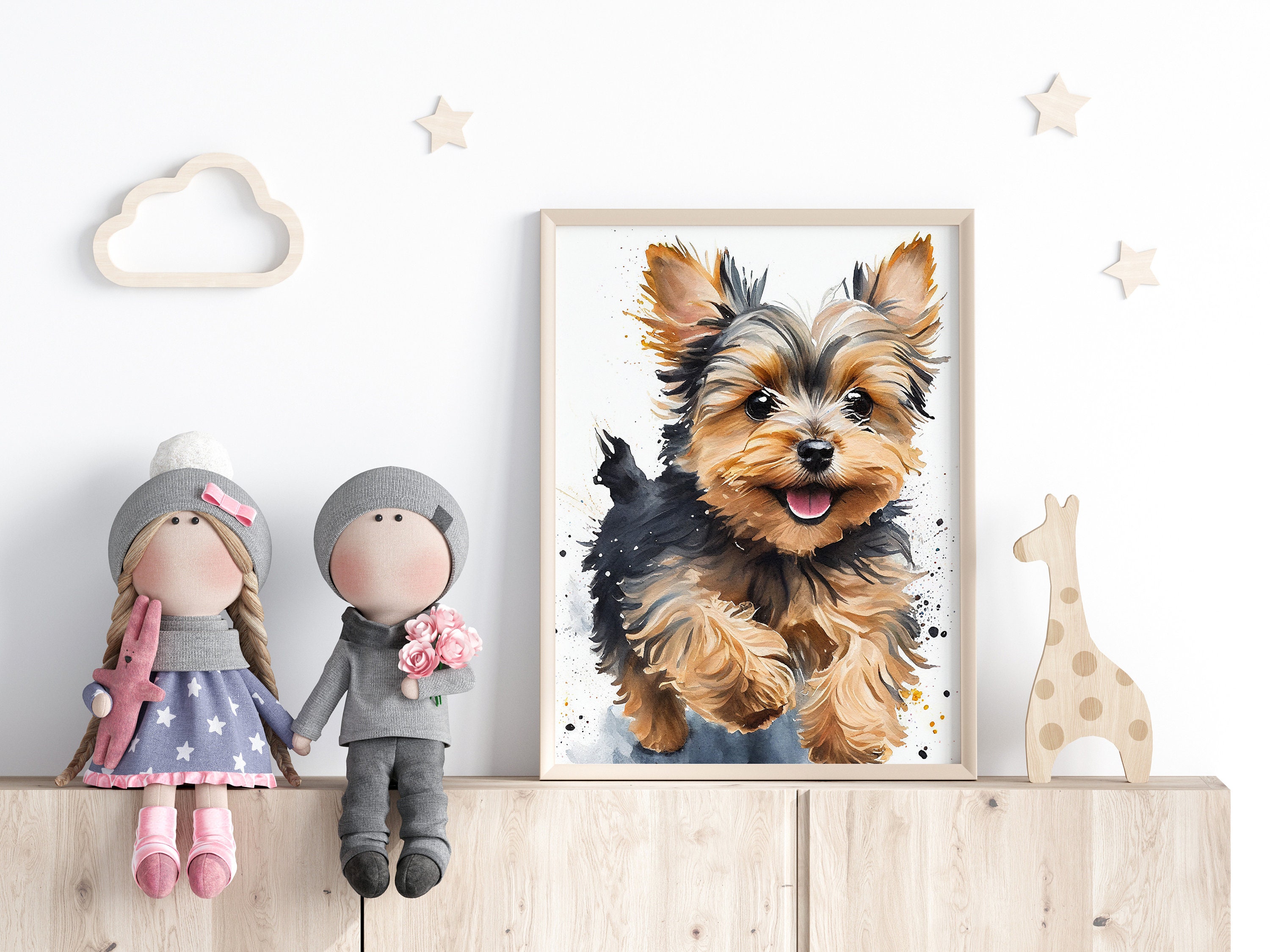 Yorkie Nursery Wall Art Yorkshire Terrier Gift Yorkie Mom Yorkie ...