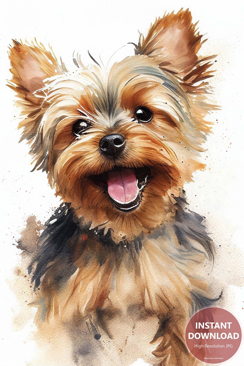 Yorkshire Terrier Watercolor | Adorable Printable Wall Art | Yorkie ...
