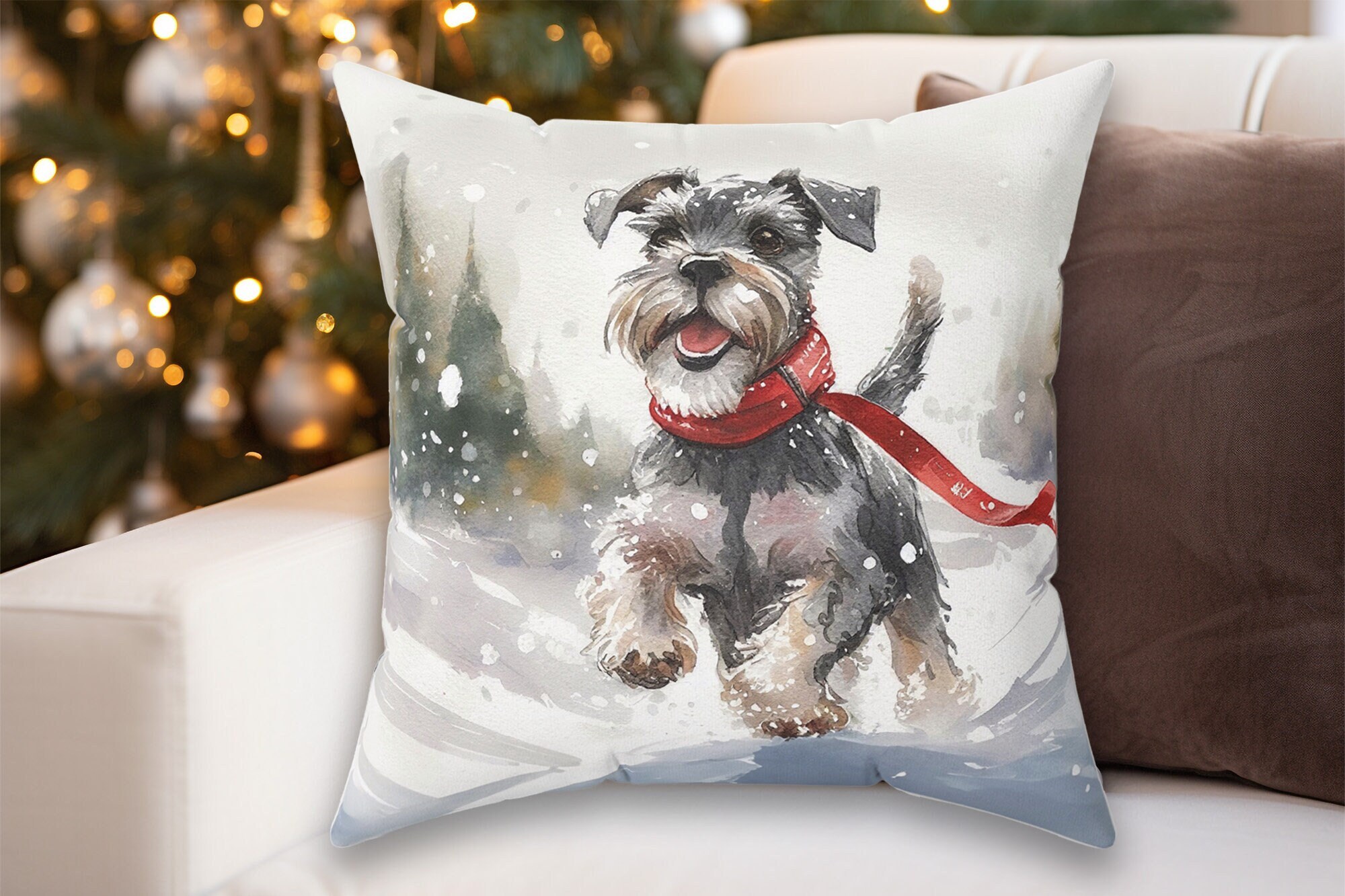 Schnauzer in a Winter Wonderland Throw Pillow Schnauzer - Etsy
