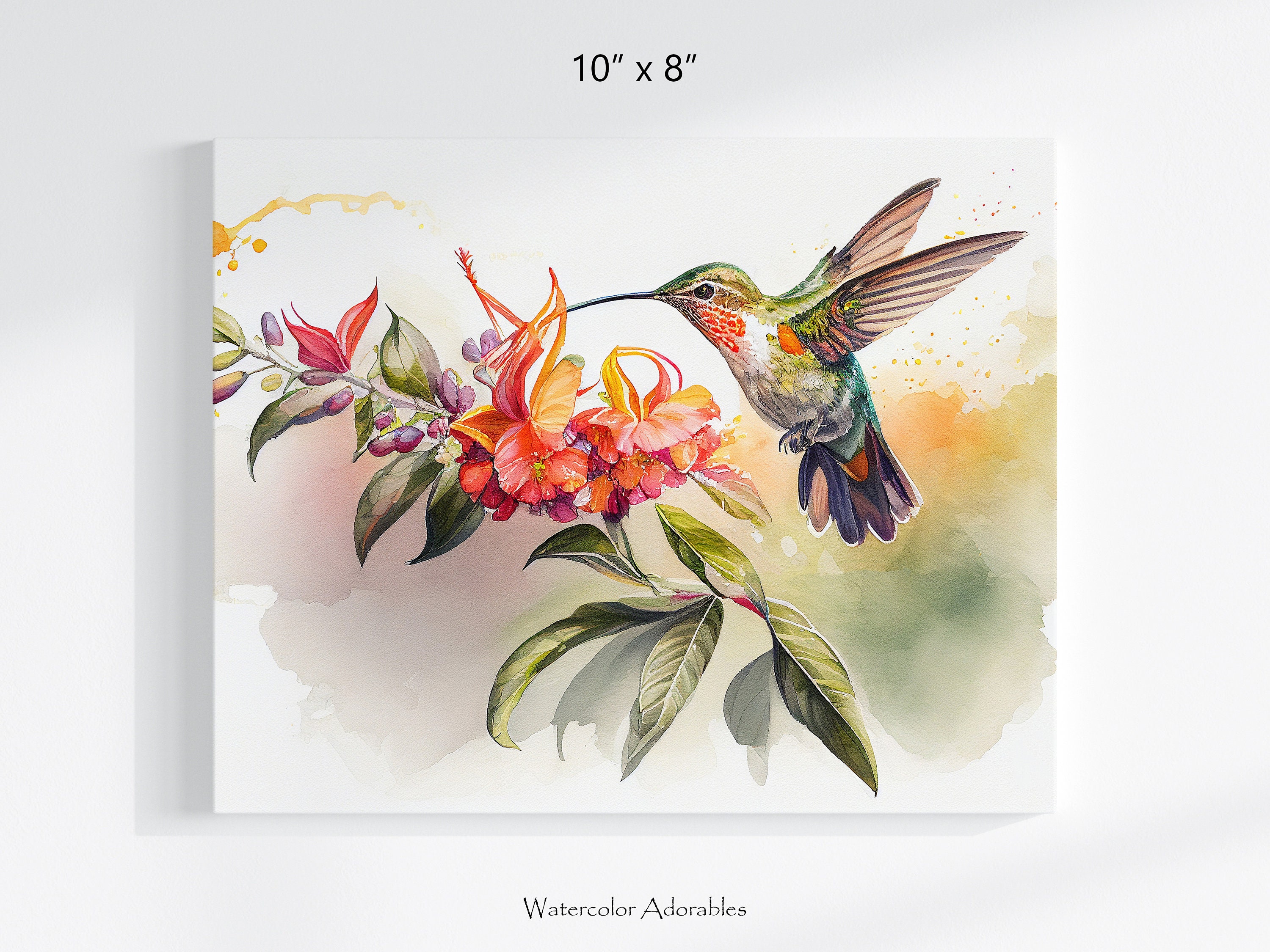 Hummingbird Watercolor Canvas Print | Hummingbird Gift | Hummingbird ...