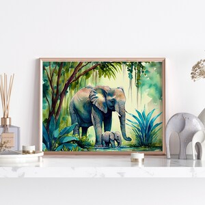 Mother and Baby Elephant Watercolor | Nursery Decor | Adorable ...