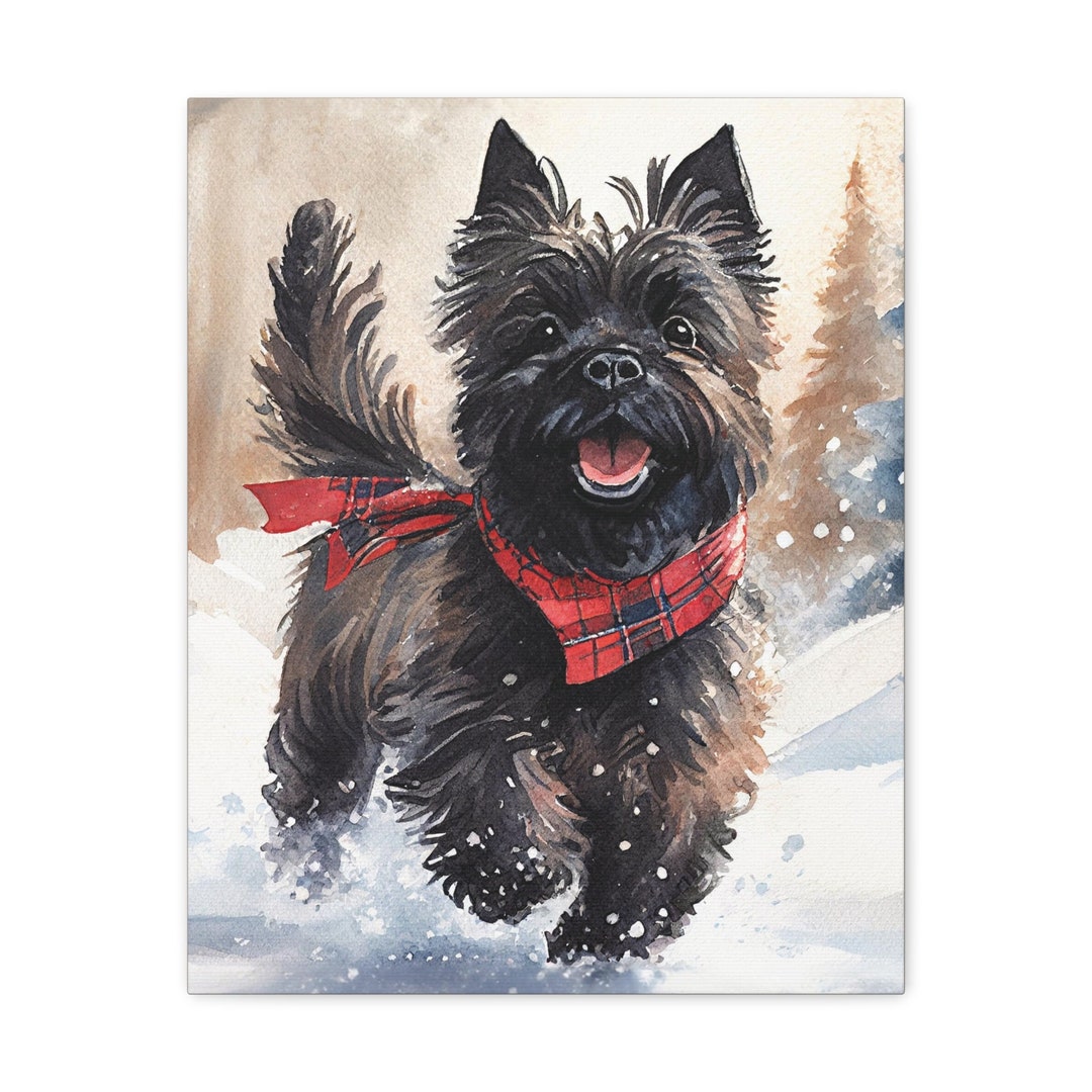 Cairn Terrier Holiday Watercolor Canvas Print | Cairn Terrier Lover ...