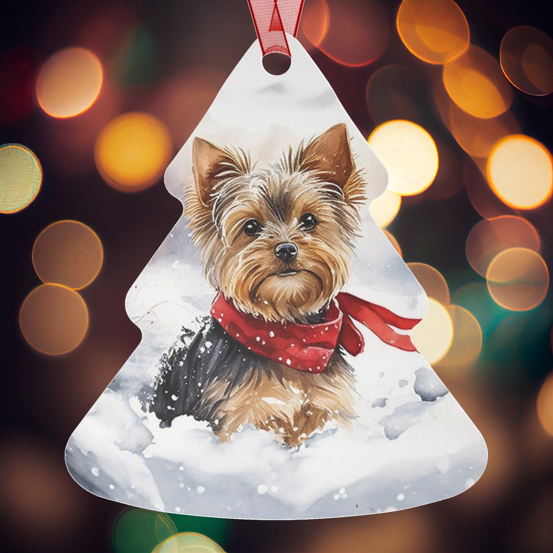 Yorkie Holiday Ornament | Yorkshire Terrier Lover Gift | Artwork by ...