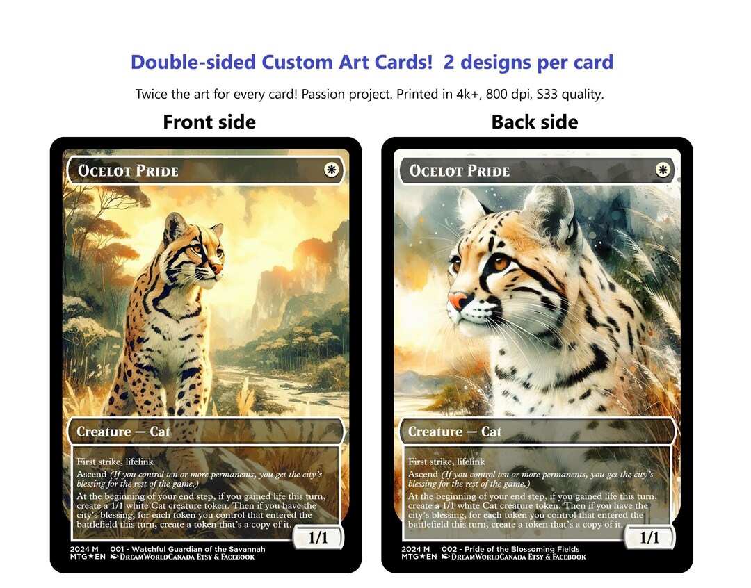 Custom Art Double Sided Ocelot Pride. City's Blessing Cat EDH Commander ...