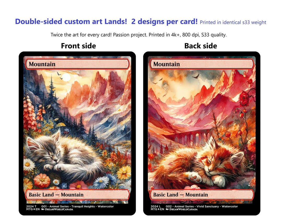 Custom Art Double Sided Basic Mountain Animal Series. MTG Commander ...