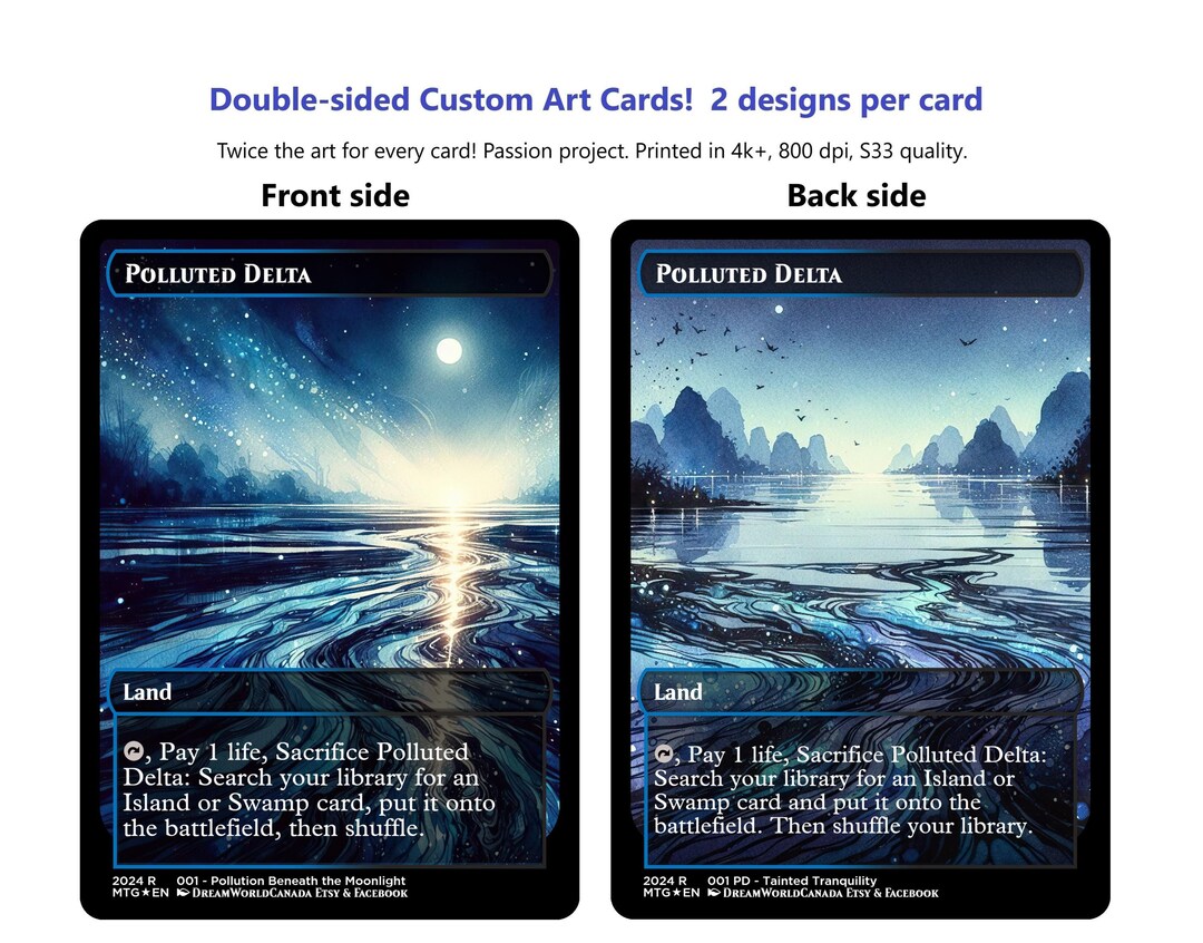 Custom Art Double Sided Allied Fetch Lands. Wooded Foothills, Polluted ...