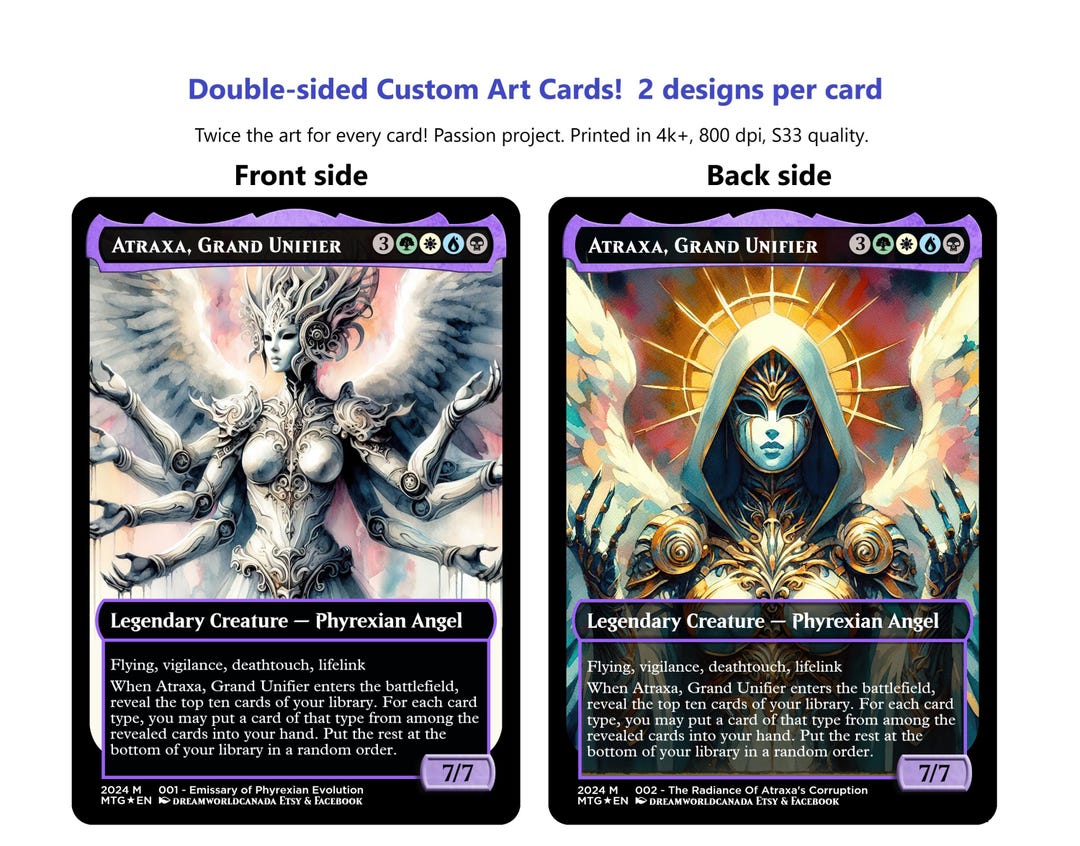 Custom Art Double Sided Atraxa, Grand Unifier EDH Commander, Casual ...