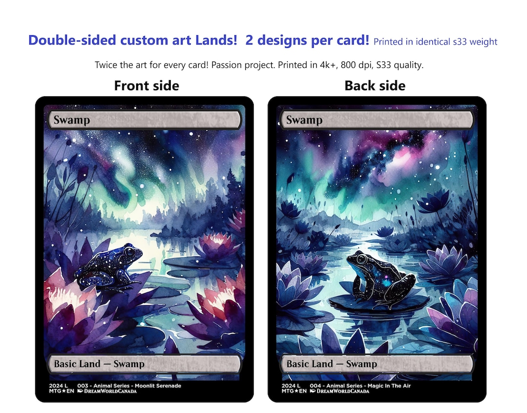 Custom Art Double Sided Basic Swamp Animal Series. MTG Commander Custom ...