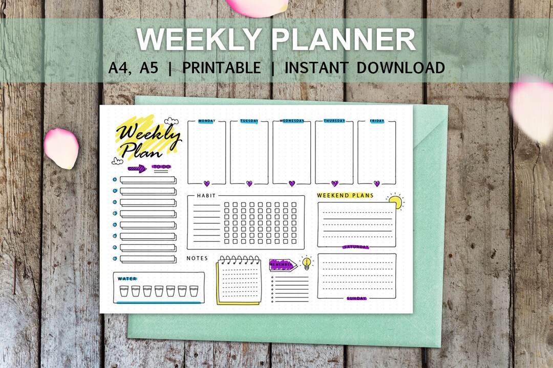 Weekly Bright Planner | Printable | Undated - Etsy