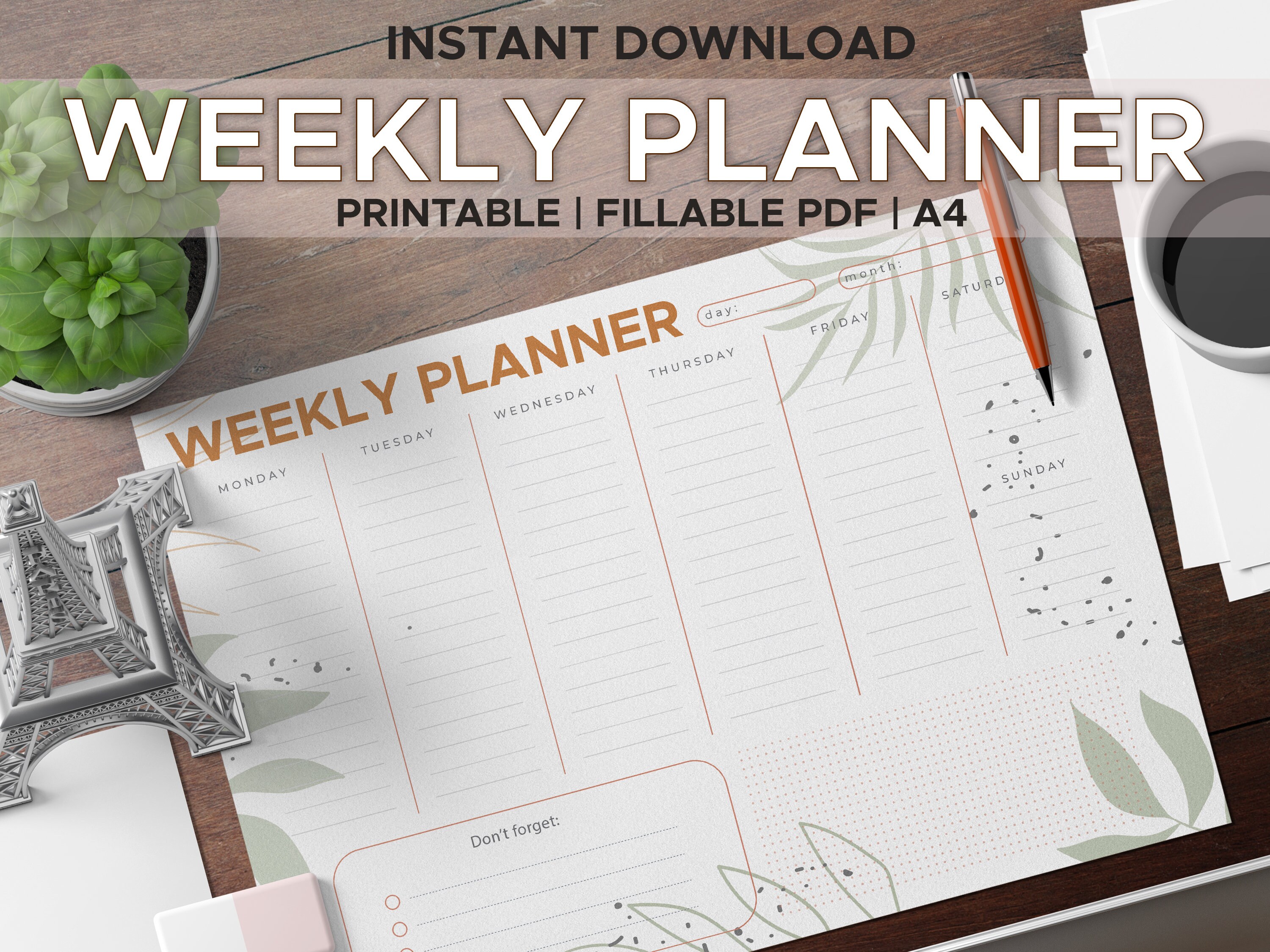 Weekly Planner Printable | to Do List | Weekly Schedule | Weekly ...