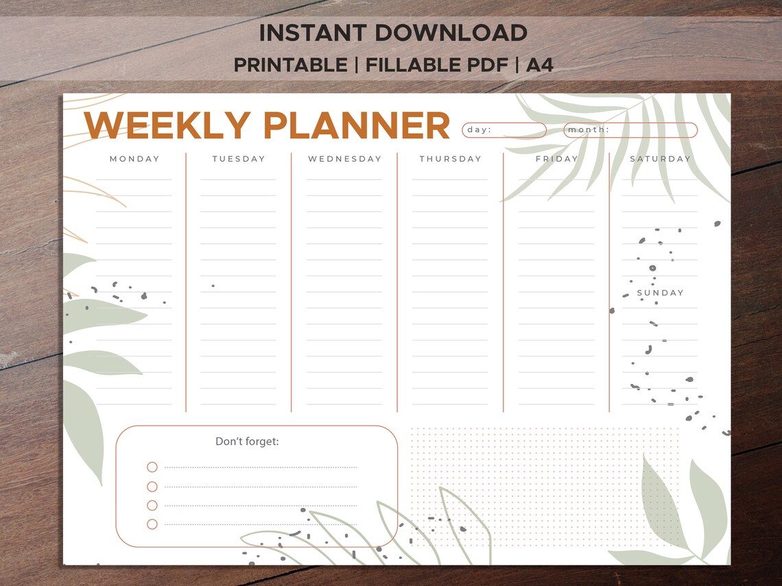 Weekly Planner Printable to Do List Weekly Schedule Weekly Organizer ...
