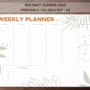 Weekly Planner Printable | to Do List | Weekly Schedule | Weekly ...