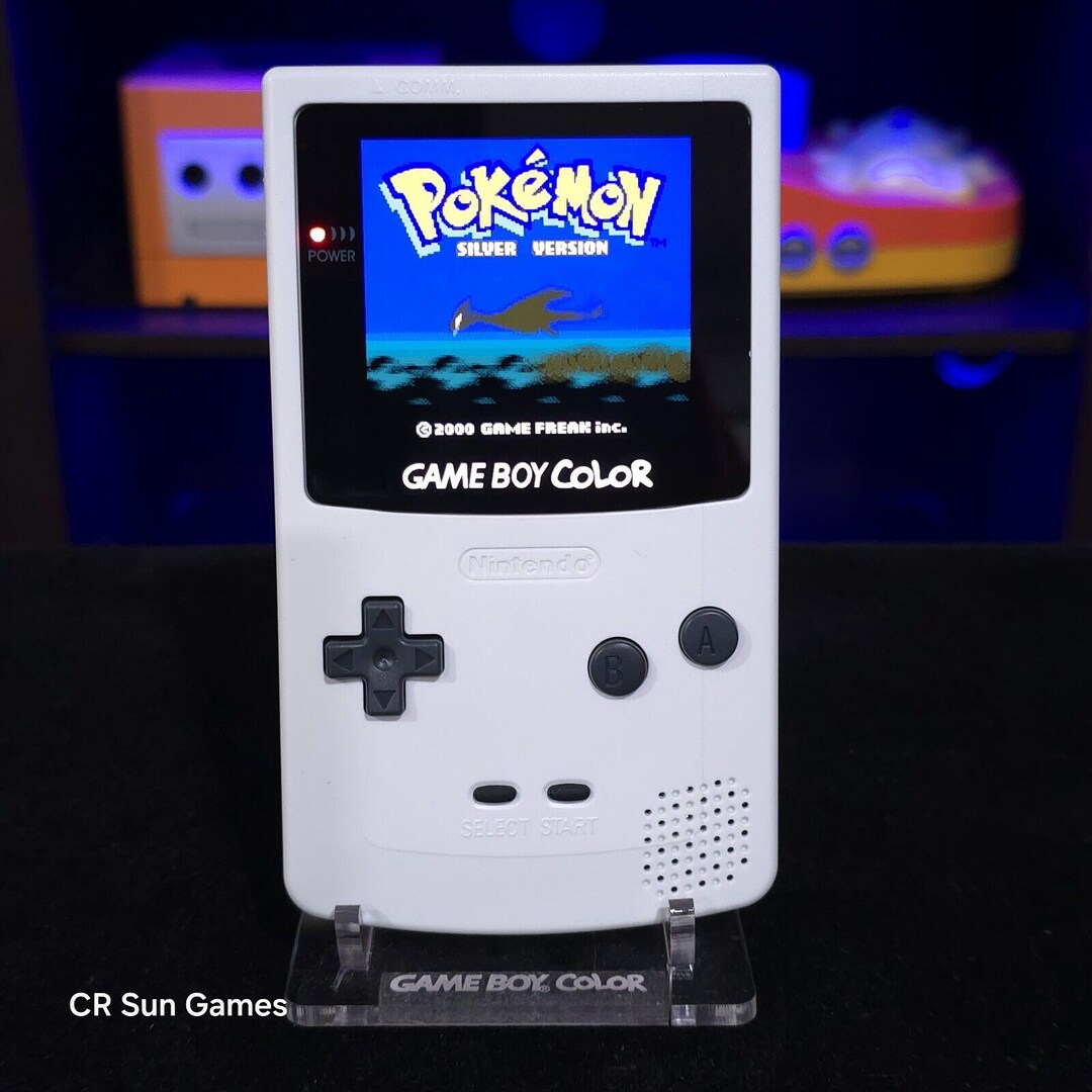 White Gameboy Color Console OLED Touch Screen and USB-C Rechargeable ...