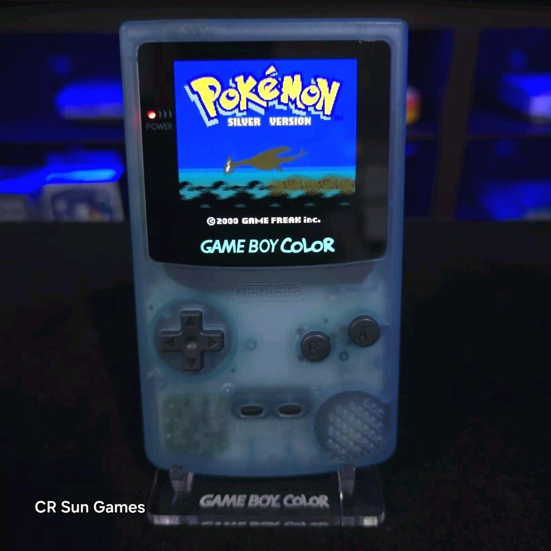 Glow in the Dark Blue Gameboy Color Console OLED Touch Screen GBC Game ...
