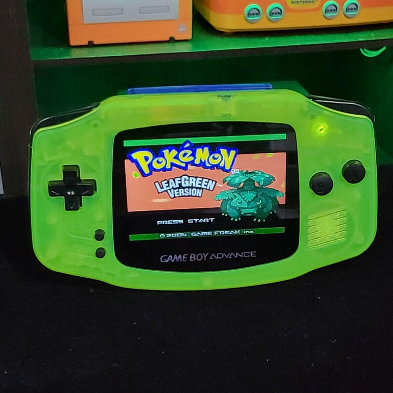 Glow in the Dark Green Game Boy Advance GBA With Ips V5 and USB-C Mods ...