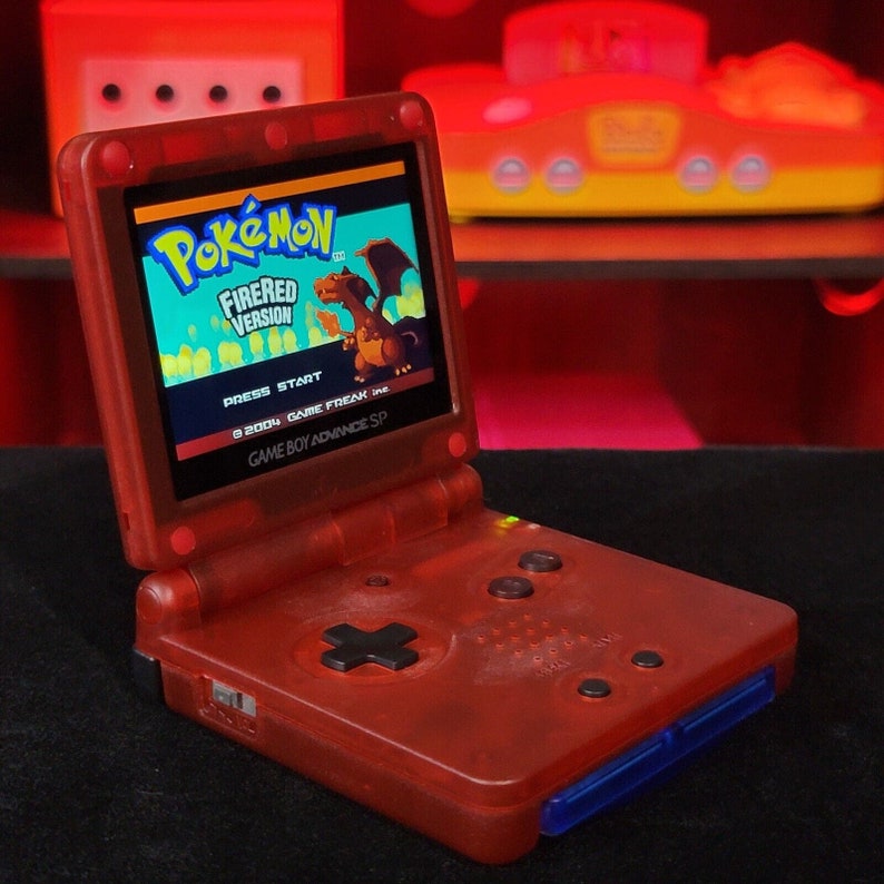 Clear Red Nintendo Game Boy Advance GBA SP Ips MOD Adjustable ...