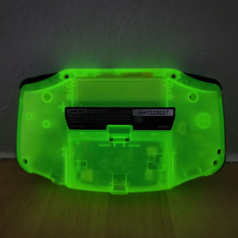 Glow in the Dark Green Game Boy Advance GBA With Ips V5 and USB-C Mods ...