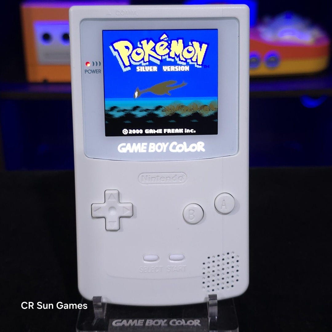 White Gameboy Color Console OLED Touch Screen and USB-C Rechargeable ...