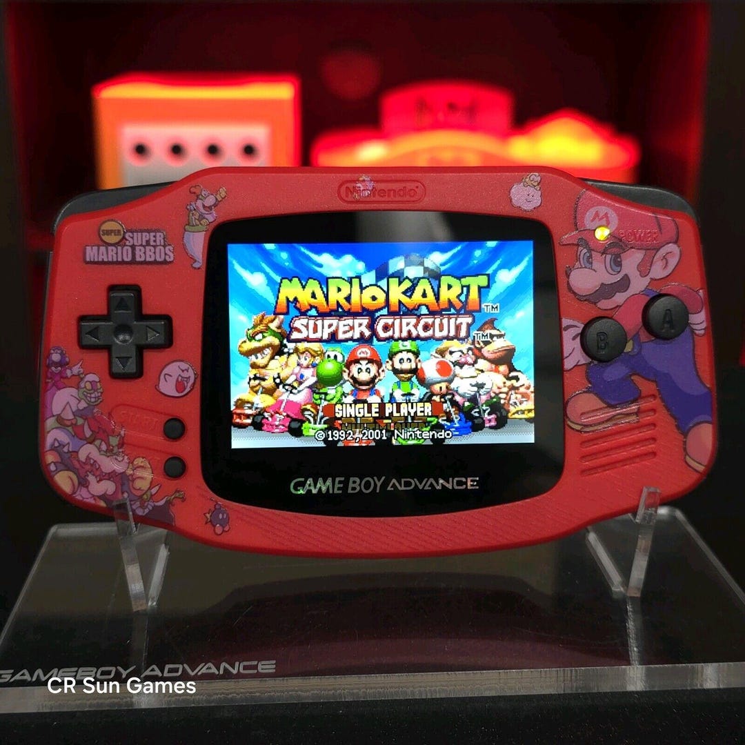 Mario Red Game Boy Advance GBA Console With Ips V5 Backlight Backlit ...