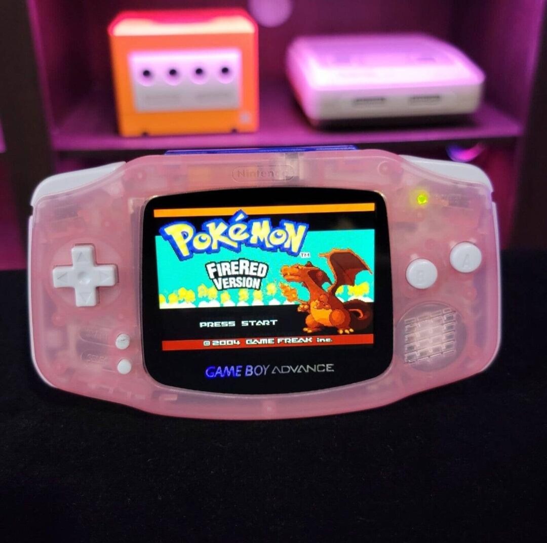 Pink Game Boy Advance GBA Ips LCD USB-C 1800 Mah Rechargeable Battery ...
