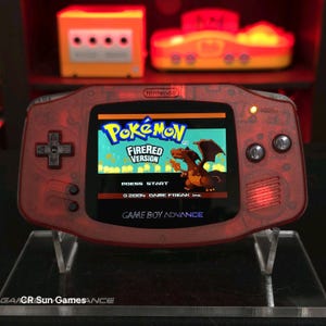 Clear Red Game Boy Advance GBA Ips V5 LCD USB-C 1800 Mah Rechargeable ...