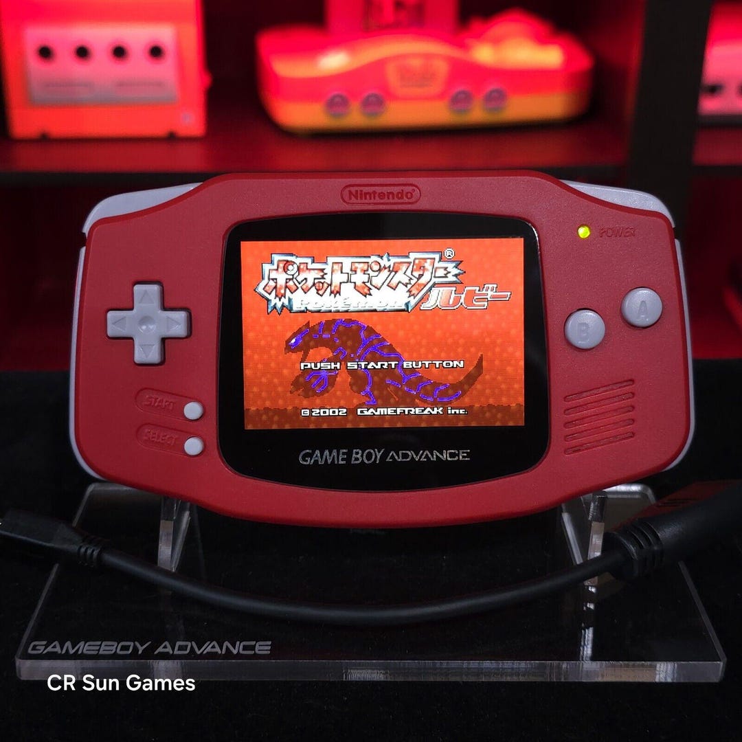 Red Game Boy Advance GBA Console With Ips V5 Backlight Backlit LCD Mod ...