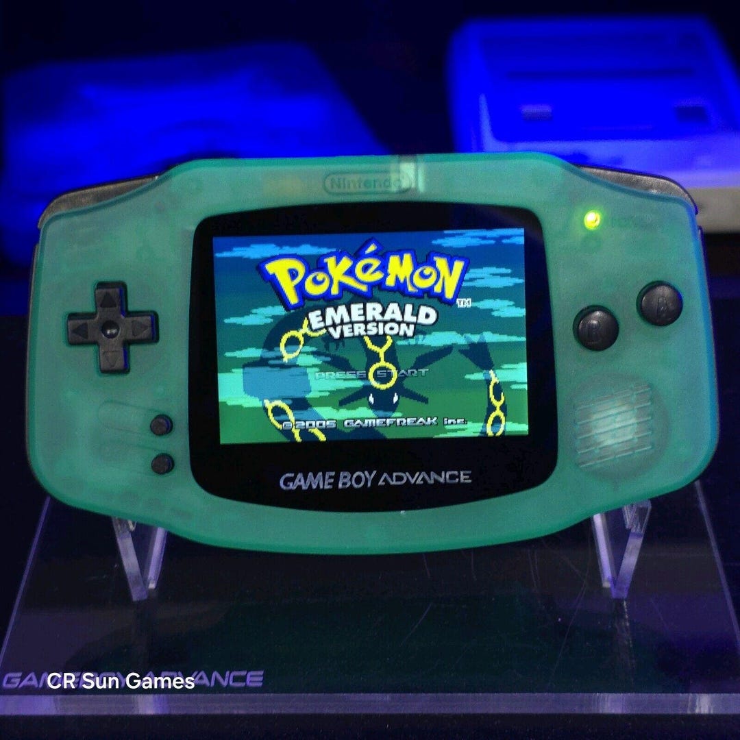 Clear Teal Glow Game Boy Advance GBA Ips LCD USB-C 1800 Mah ...